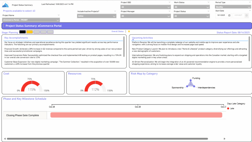 Project Status Summary (Power BI) - RegoXchange
